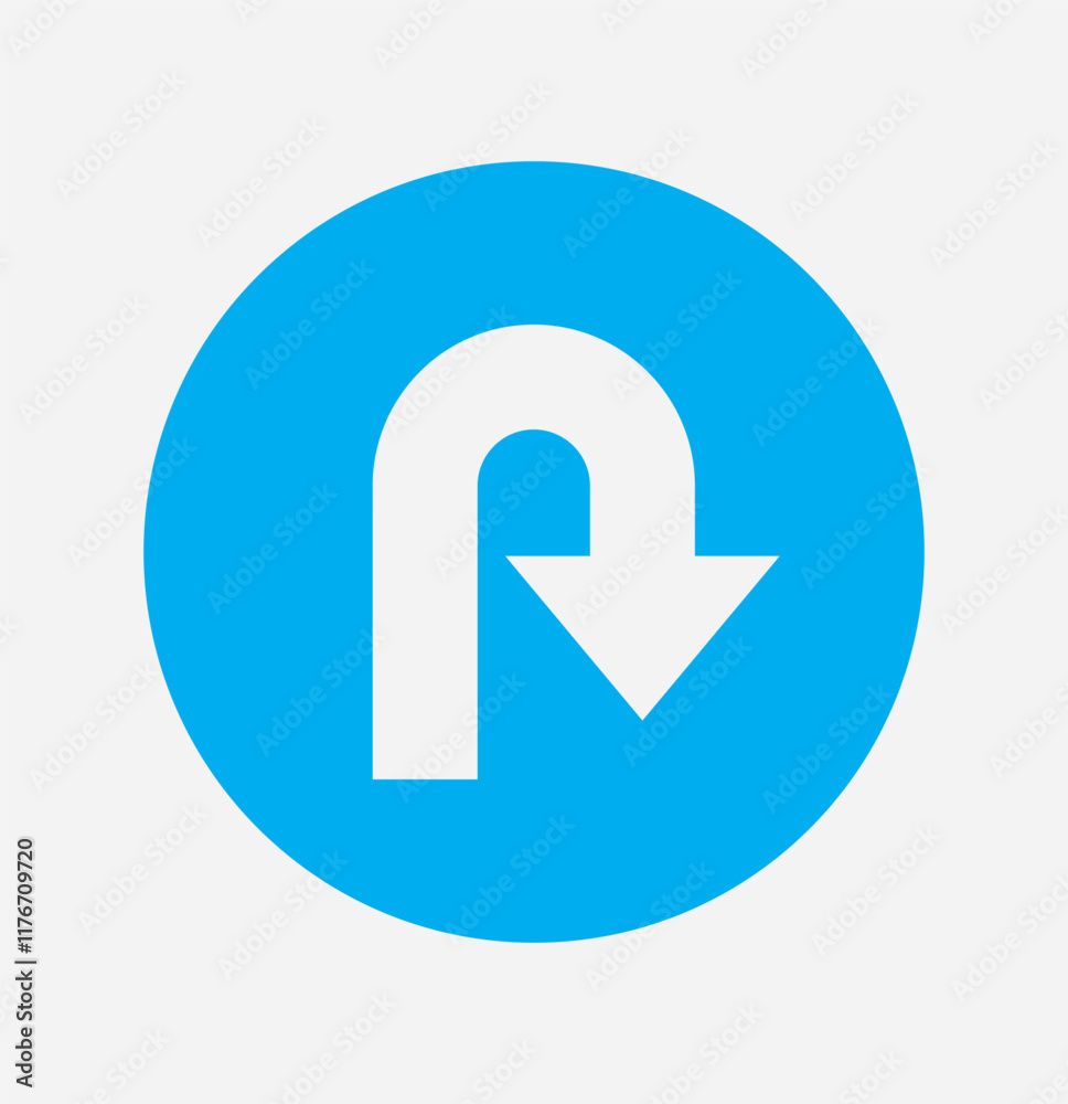 u turn arrow icon with blue color. Blue return arrow icon, simple go ...