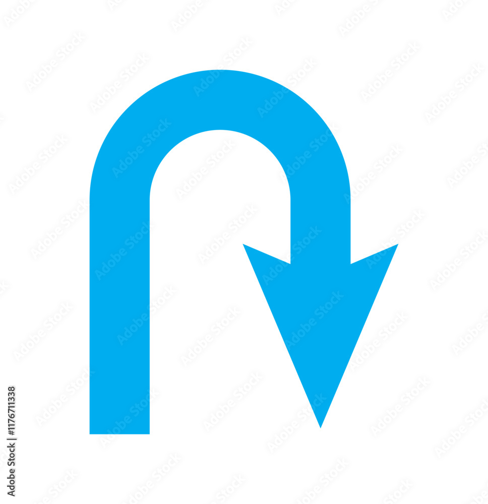u turn arrow icon with blue color. Blue return arrow icon, simple go ...