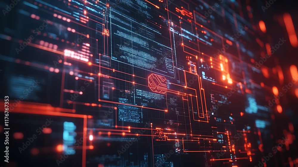 data flow design with ai and artificial intelligence Stock Illustration ...