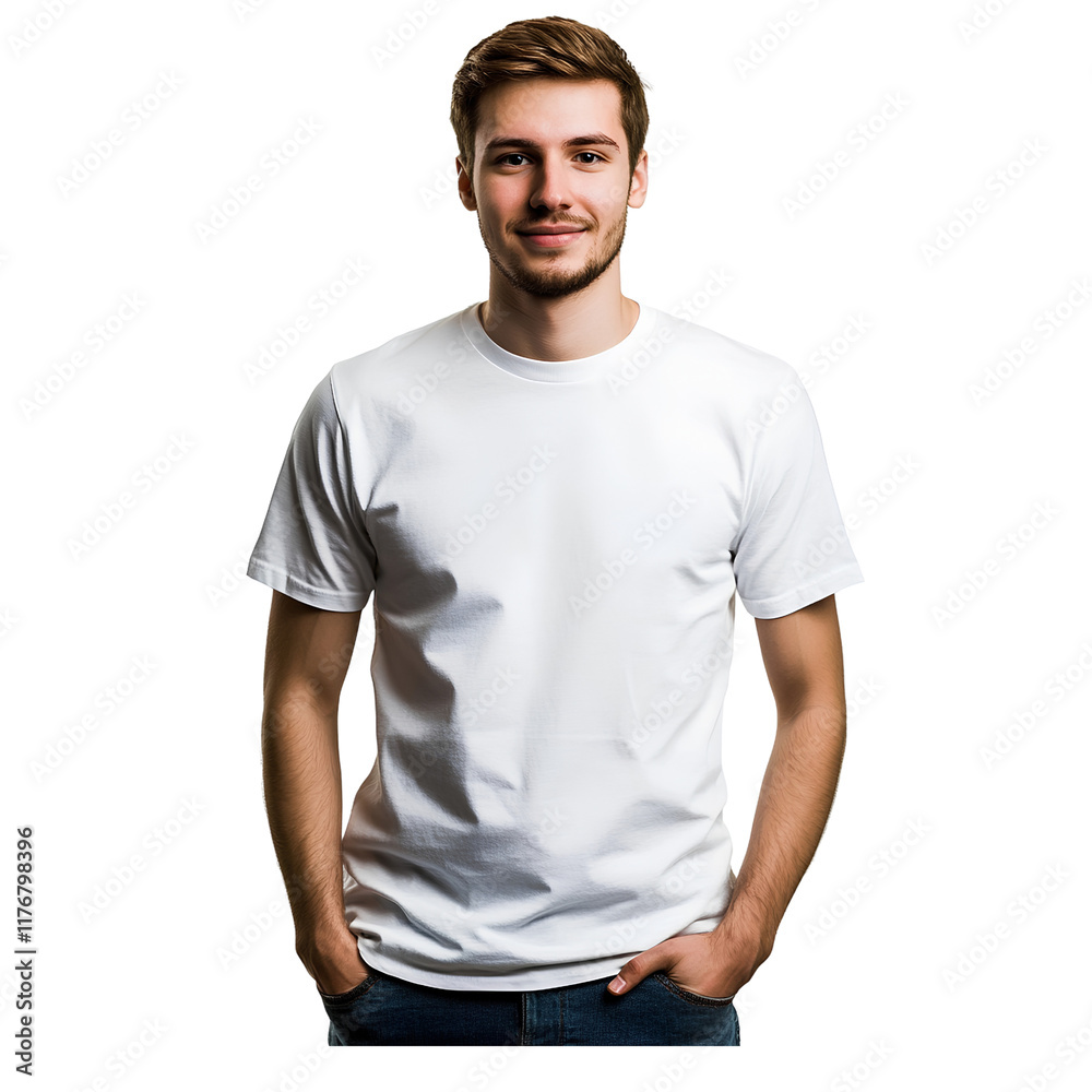 White blank t-shirt mockup, front view, no design on the shirt, plain ...