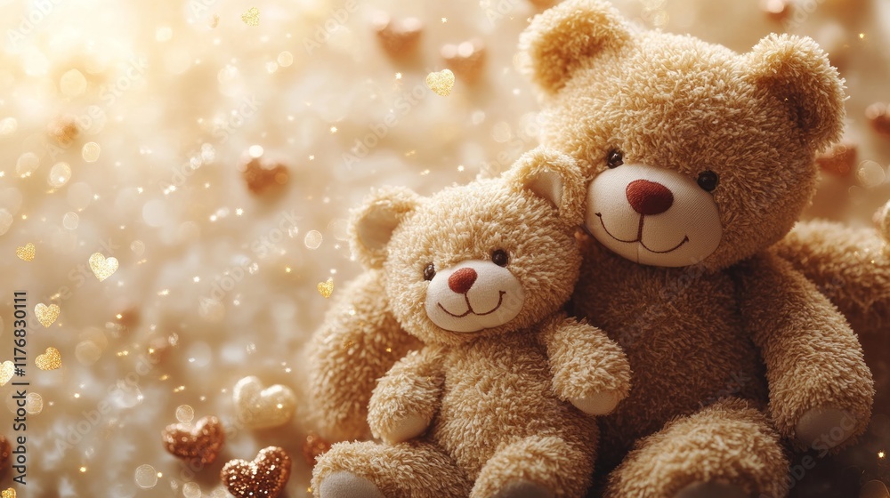 Charming valentine teddy bears cozy setting digital wallpaper romantic ...