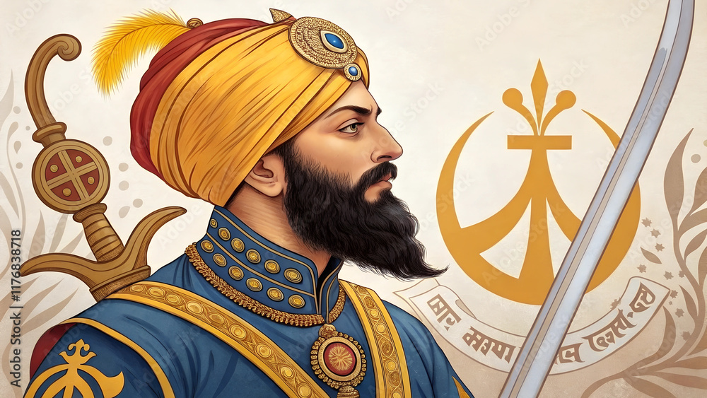 Sikhism's Warrior-Saint: Symbolic Portrait of Guru Gobind Singh Ji ...