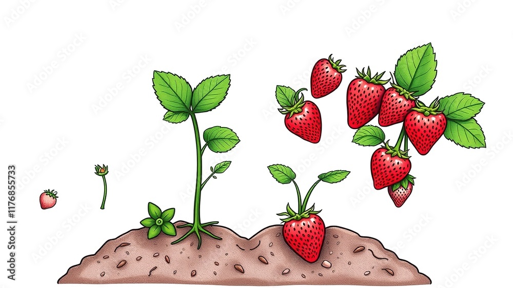 Strawberry Plant Life Cycle Coloring Page - Seed to Berry - Educational ...
