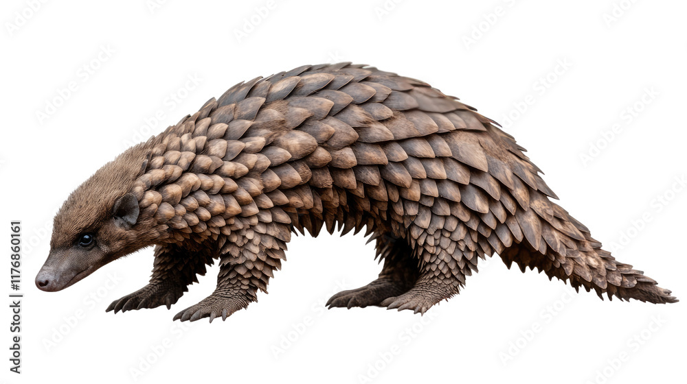 Pangolin Profile: A detailed side profile of a pangolin, showcasing its ...