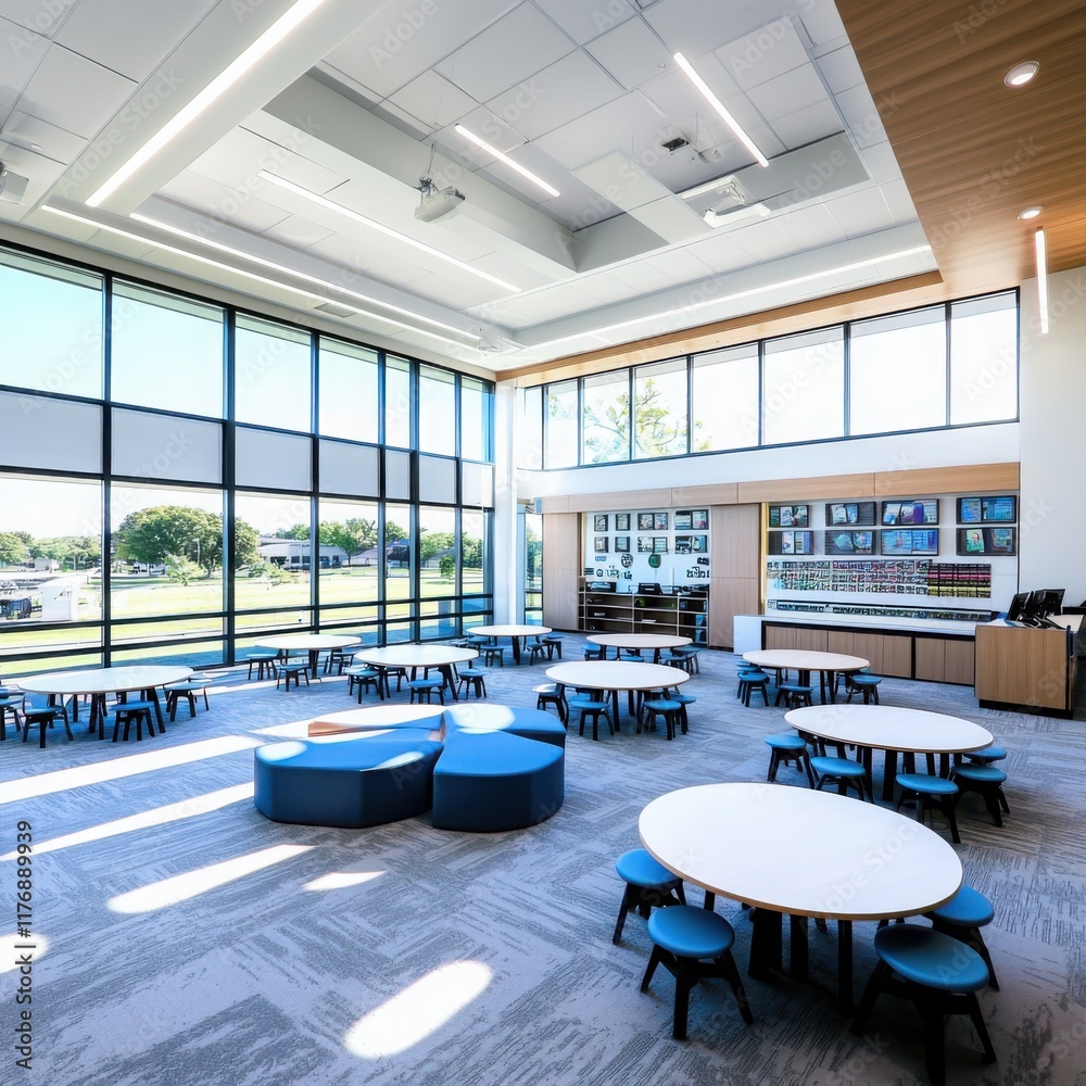 Innovative classroom design featuring socratic method teaching modern educational environment ...