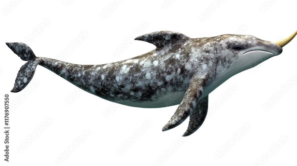 Mystical Narwhal: A majestic narwhal with its iconic tusk, a symbol of ...