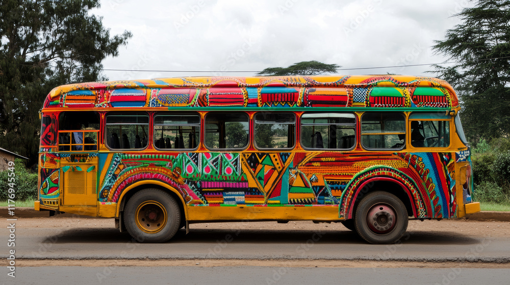 Kenia, Africa– October 24, 2022: Colorful buses on African roads in ...