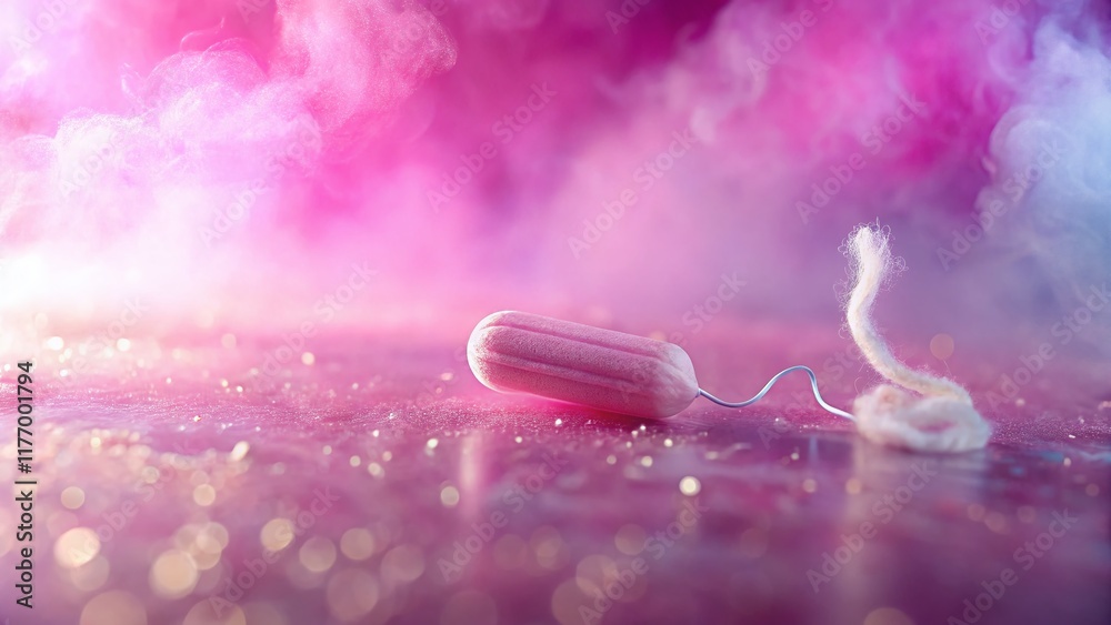 Surreal Pink Background with Floating Tampon: Abstract Feminine Hygiene ...