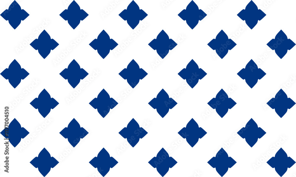 Abstract Seamless geometric pattern with blue stars checkerboard background. Vector illustration ...