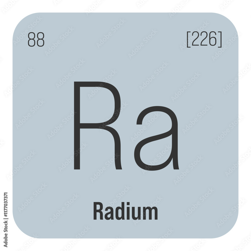 เวกเตอร์ Stock Radium, Ra, periodic table element with name, symbol ...