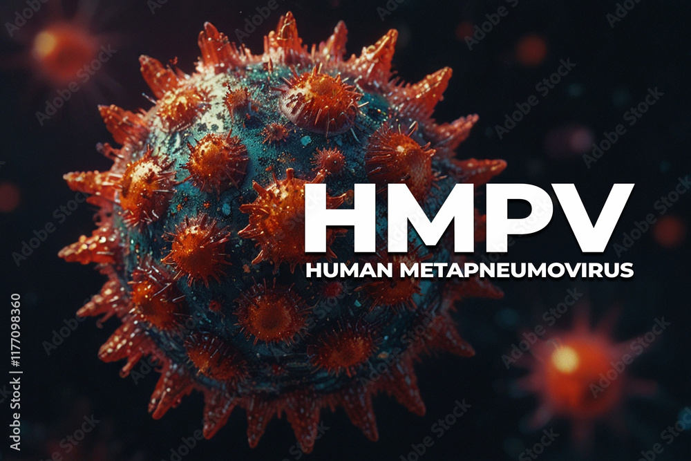 Human Metapneumovirus (HMPV) Text in with color in virus background ...