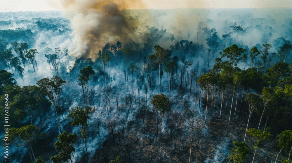 Devastating effects of wildfires on forests highlighting deforestation ...