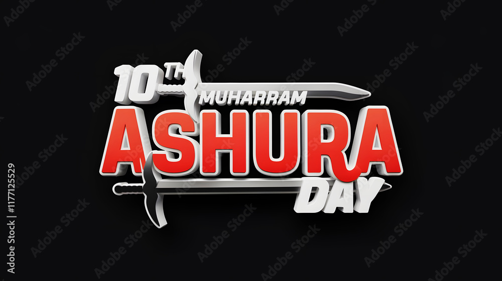 10th Muharram ashura day text on black background with sword, banner ...