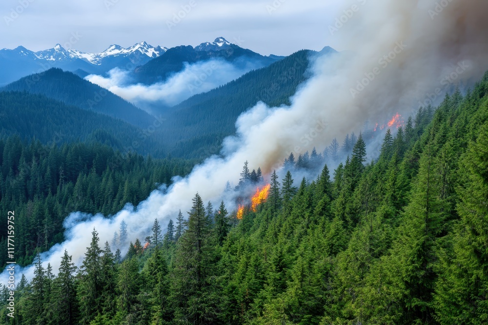 An expansive mountainous view is marred by the creeping spread of a ...