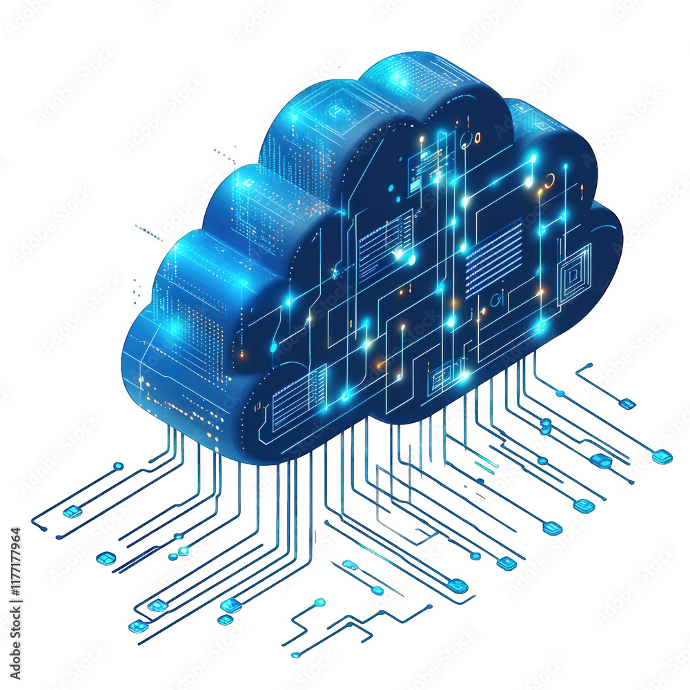 Cloud computing technology with digital data transfer and connection ...