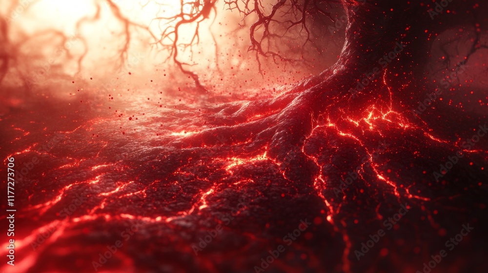 Abstract Representation of Blood Vessels with Dynamic Flowing Red ...