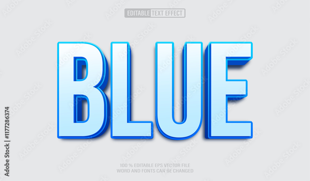 Editable 3d text style effect - Blue Bold text effect Template Stock Vector | Adobe Stock