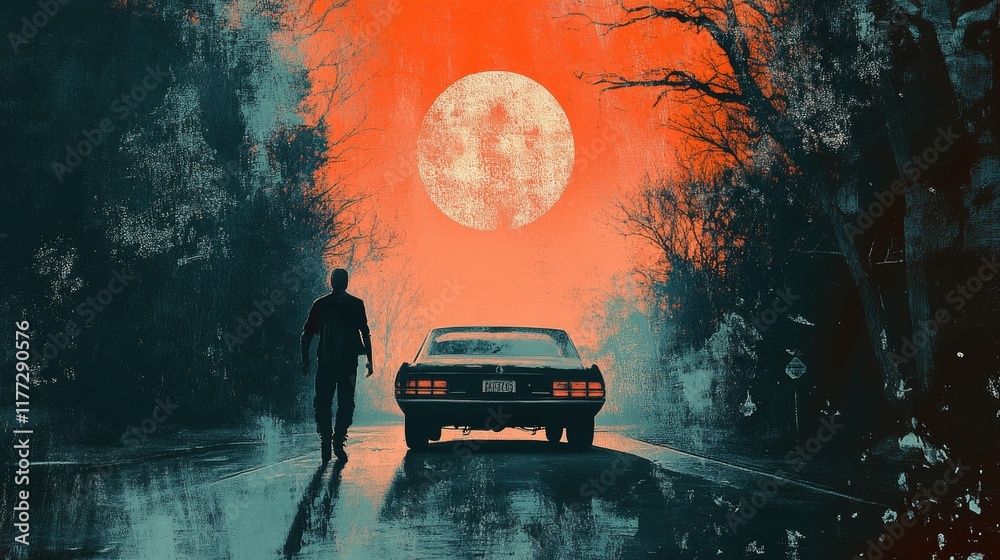 Ilustración de Stock Cinematic classic poster design with a bold title ...