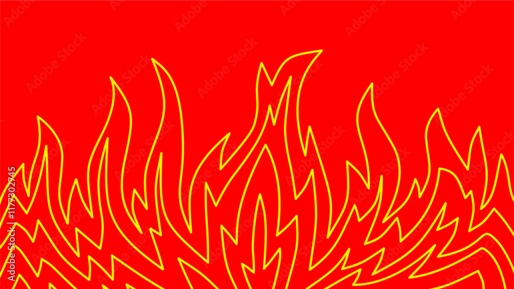 Background with fire lines. Outline of flames background. Continuous ...