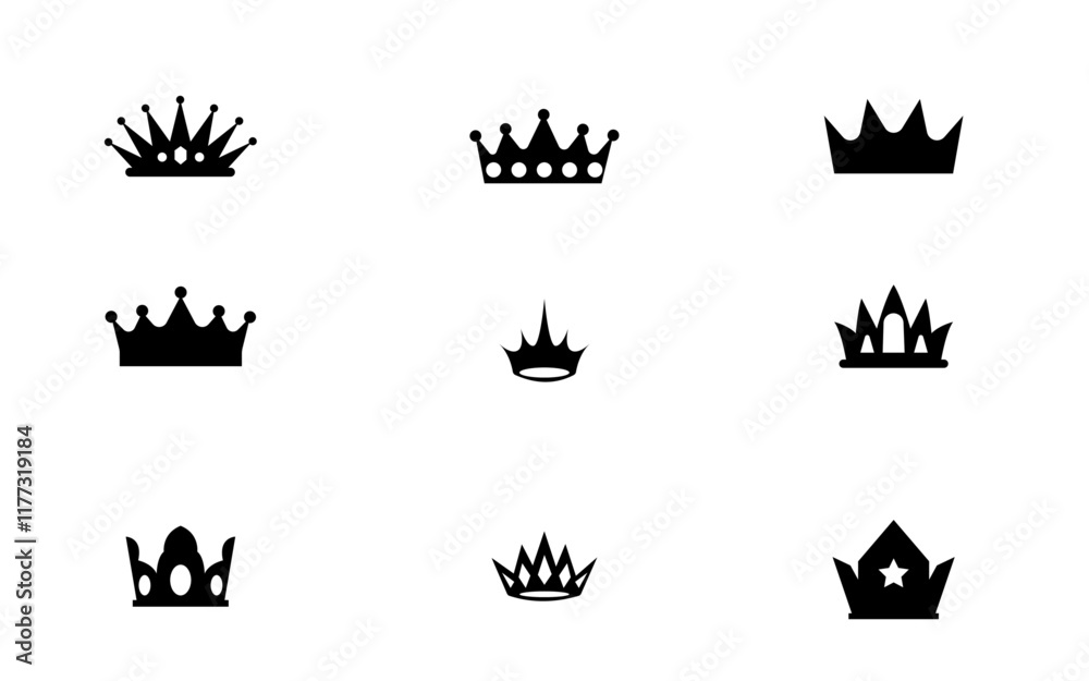 Crowns Clip Art Collection. crown iconcrown logo,Set of various black ...