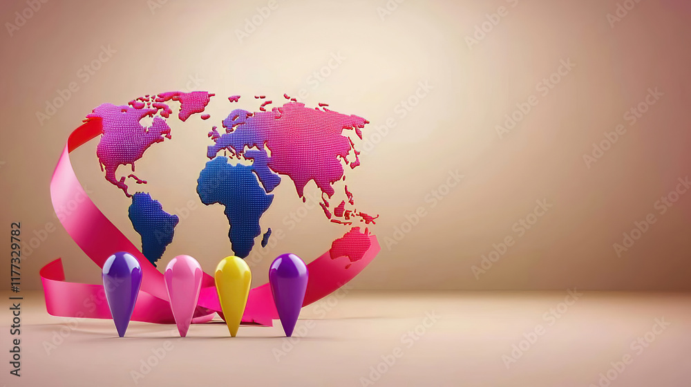 World Cancer Day raises awareness about health and prevention. Colorful ...