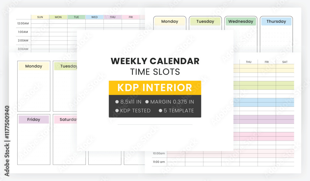 Weekly Calendar Printable with Time Slots, Editable 24-Hour Weekly ...