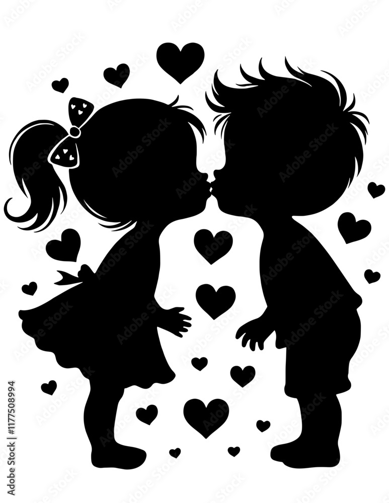 Image vectorielle Stock Kissing Boy and Girl Svg, Kids SVG Bundle, SVG ...