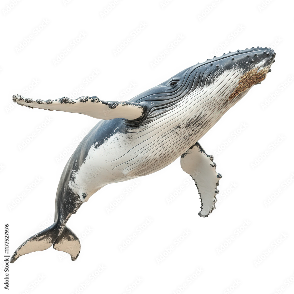 a realistic representation of a humpback whale. showcasing its ...