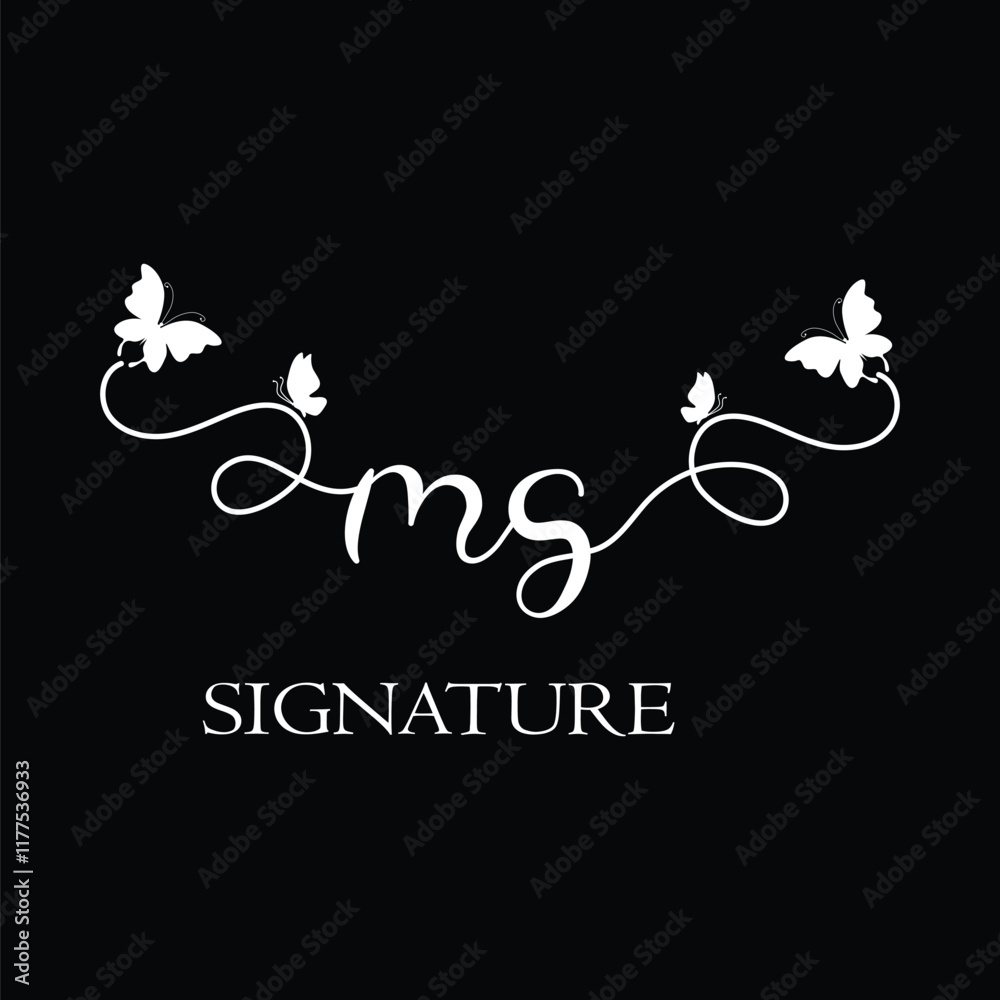 MS Handwritten initial letter, MS simple signature vector logo with ...