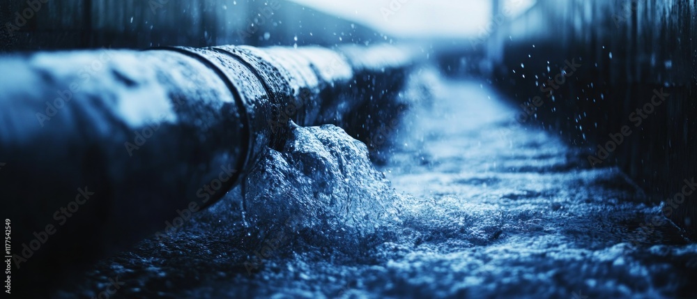 Water flowing from tap gradually transitioning into polluted sludge ...