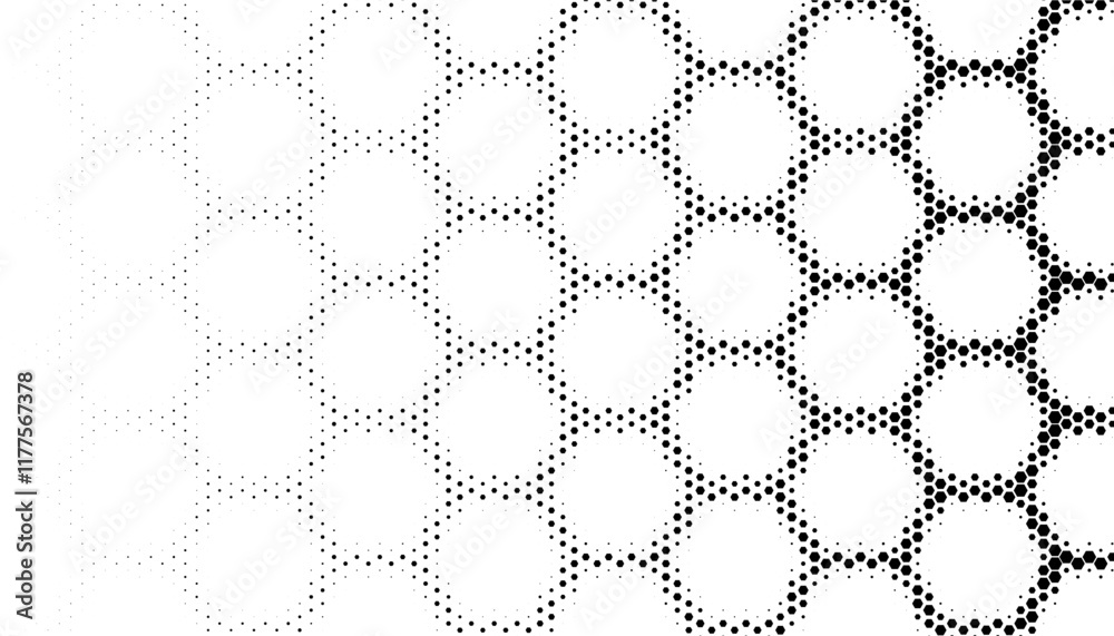 Black and white halftone pattern background with hexagon shape. Smooth ...