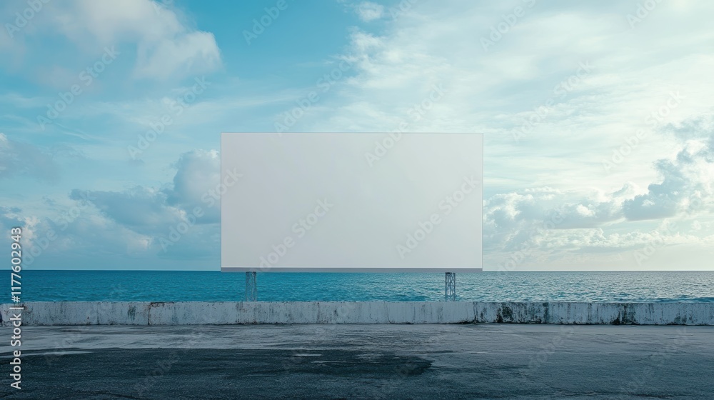 billboard or blank poster, blank white mast banner mockup, front view ...