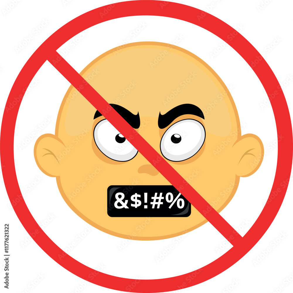 vector illustration emoji signage with a censored insult text in the ...