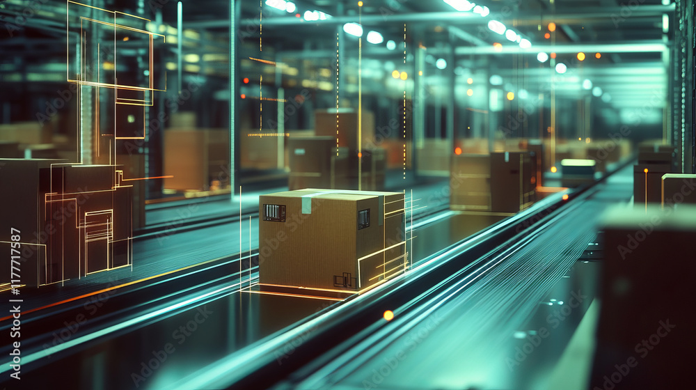 Hologram delivery. Delivery made of polygons, triangles, dots, and ...