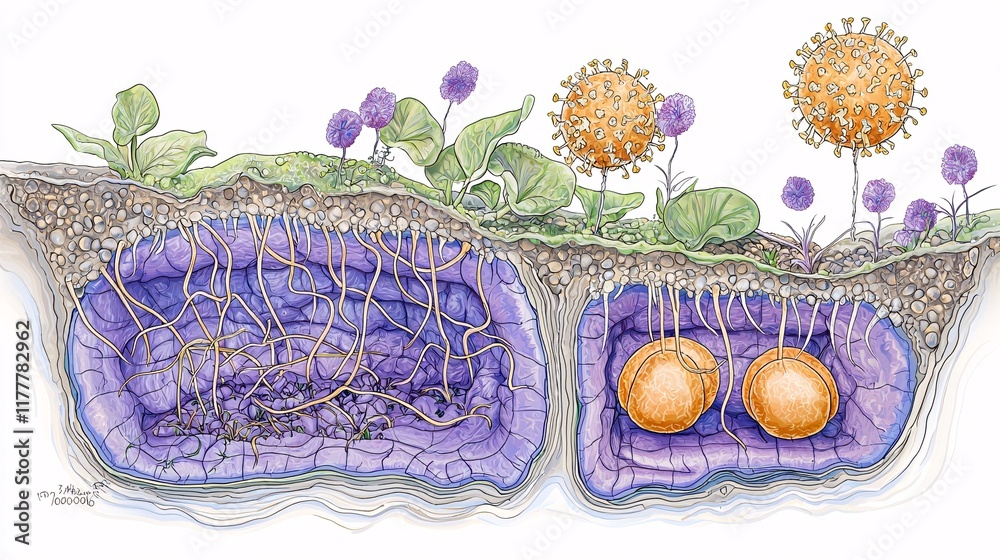 stylized vector drawing of the norovirus structure, with a focus on the ...