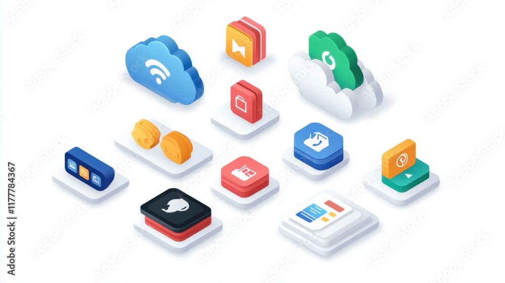 Collecting app icons cloud a comprehensive guide iconography Stock ...