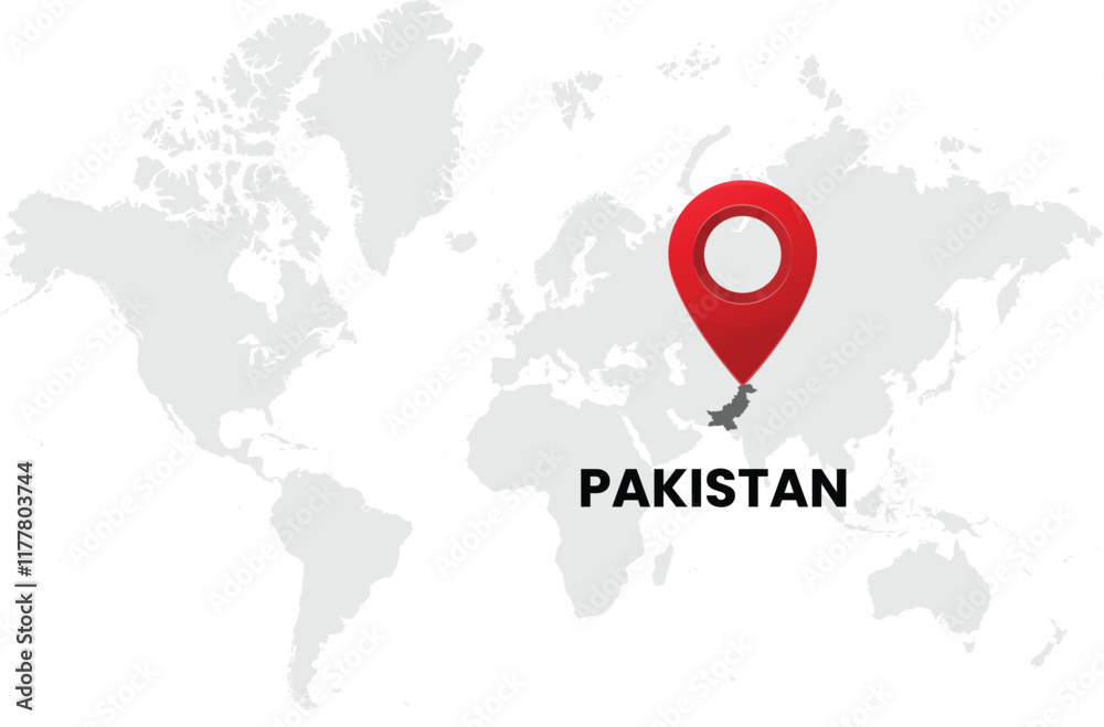 World map on white background. World map with country Pakistan ...