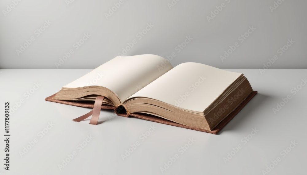 Realistic book mockup with visible bookmark between pages, set on ...