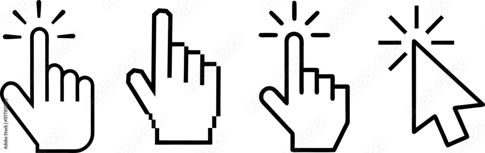 mouse click computer cursor arrow icons set and loading icons. Cursor ...