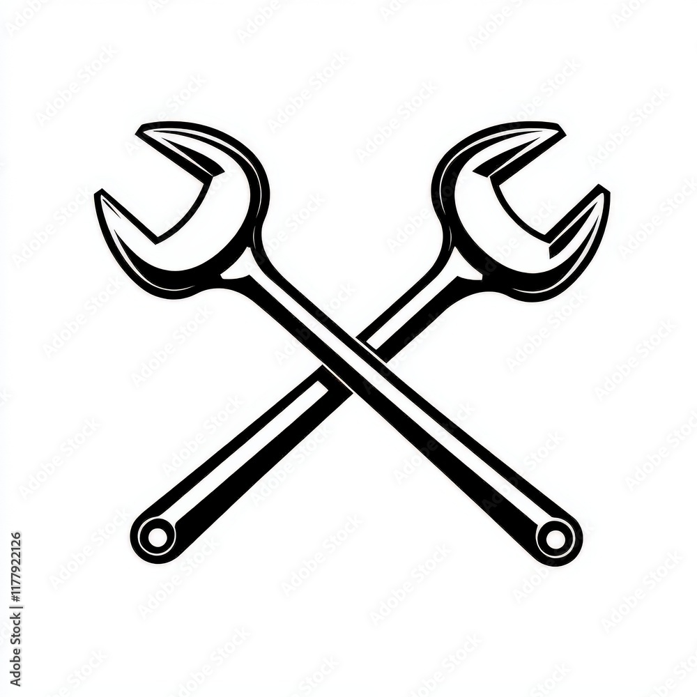 Two crossed wrenches a symbol of repair and maintenance Stock ...
