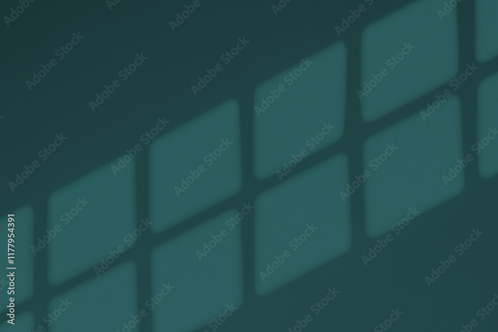 Transformative teal colored wall background with shadow and light color ...
