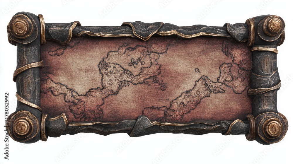 Realistic open parchment scroll isolated on transparent background ...