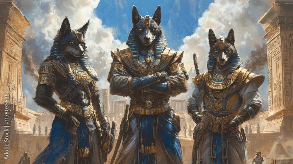 Ilustración de Stock Ancient Egyptian god Amun, Osiris, Pharaoh and ...