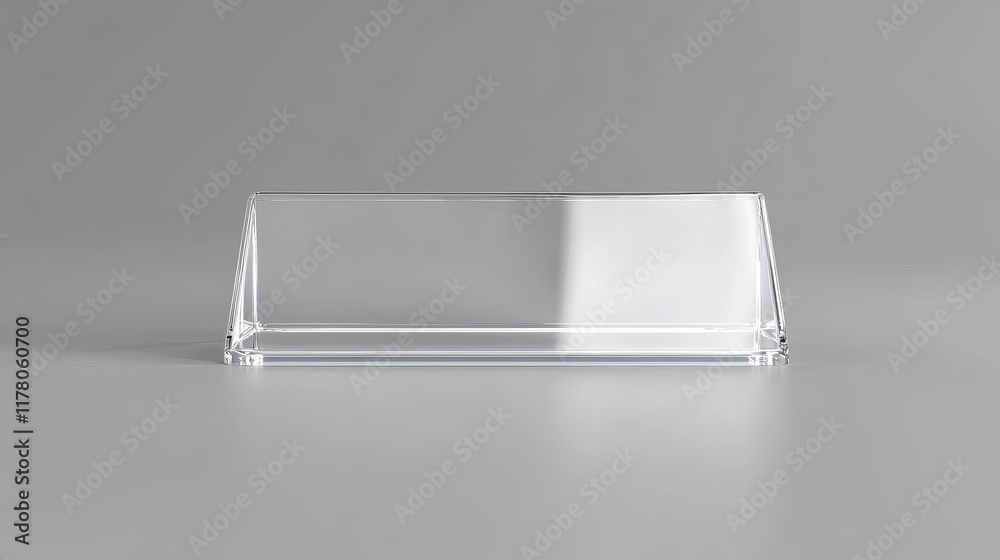 Table card holder, empty plastic name plate. Vector realistic mockup of ...
