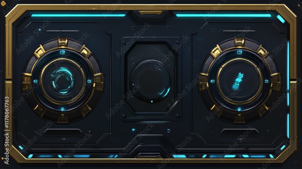 Game hud frames in sci fi style for shop and daily reward. Vector futuristic design of game gui ...