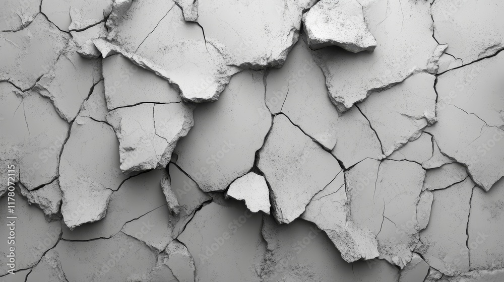 Realistic 3d cracks on grey concrete wall. Vector illustration set of ...