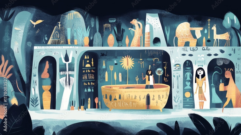 Ilustración de Stock Ancient Egypt tomb of pharaoh cartoons vector ...