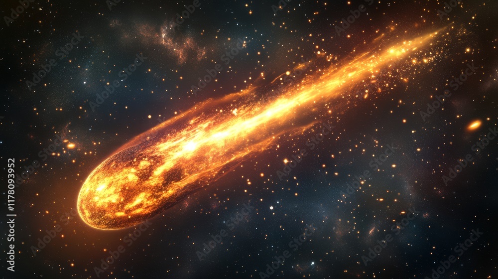 Meteor rain in cosmos, with star dust effect, comets shooting in galaxy ...