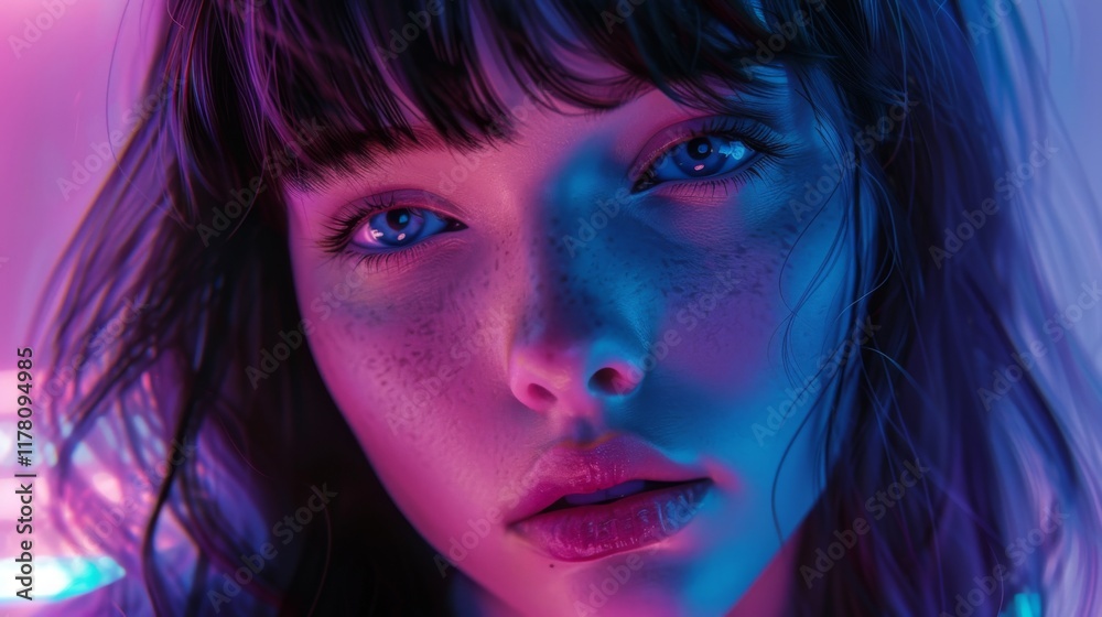 Stunning 2D cartoon illustration of an anime girl featuring vaporwave ...