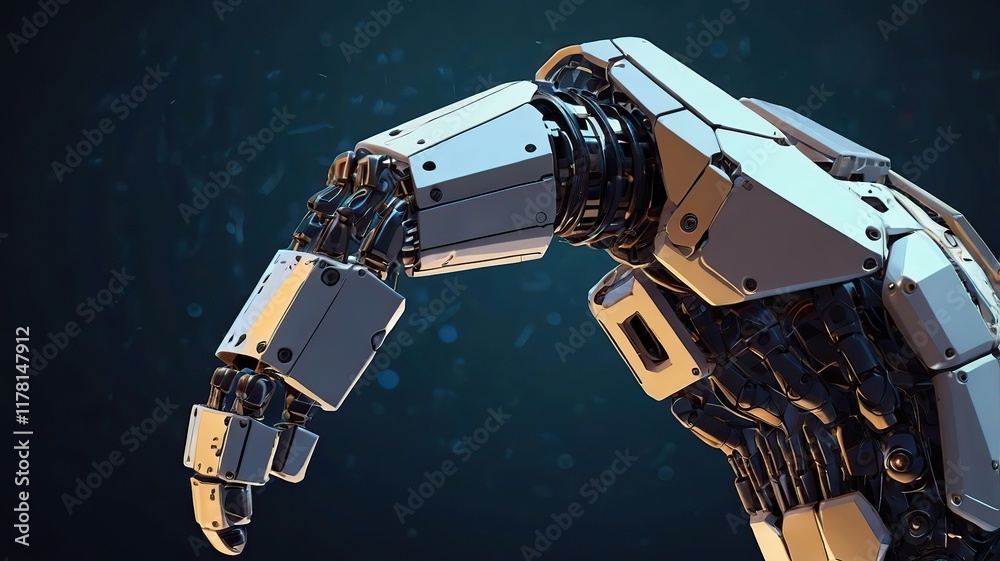 Robotic arm futuristic hud background. Polygon robo hand as a concept ...
